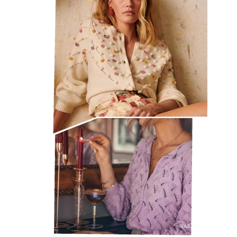 《Agnes 外單》法國 sezane 2 way 手工立體鉤球球 編織鏤空針織衫 2款6色 | 蝦皮購物