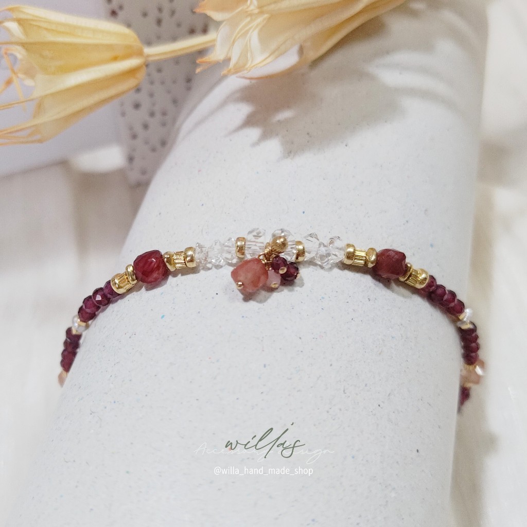 ≡Willa≡安德森長石 石榴石 閃靈鑽 白水晶 美國14kgf 扣式手鍊 輕珠寶水晶手鍊 設計手鍊 工作效率 溝通力 | 蝦皮購物
