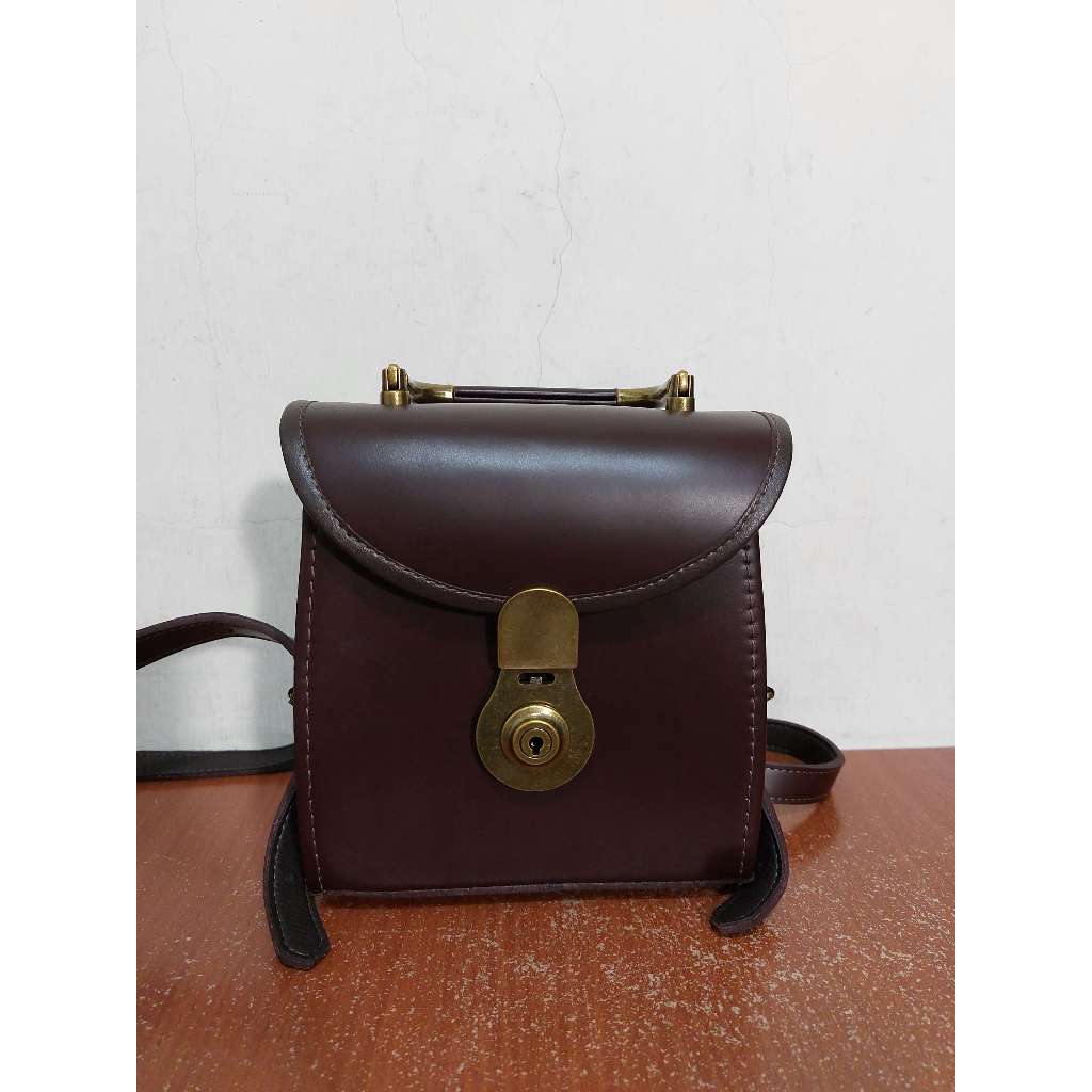 新品 英國 Beara Beara Frida Backpack 格紋 黃銅 真皮 後背包 | 蝦皮購物