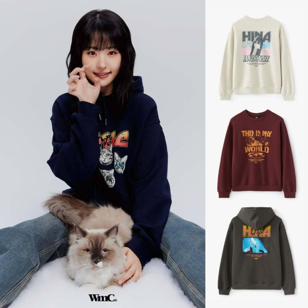 𝐘𝐙🌸微代購【預購】韓國 WMC x QWER Hina 冬季 聯名 印花 長袖 帽T 大學T 多款 | 蝦皮購物