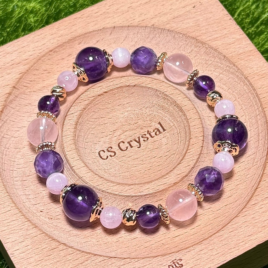 CS Crystal 編號911 - 紫水晶+水透體西柚粉晶+紫鋰輝石設計款 | 蝦皮購物