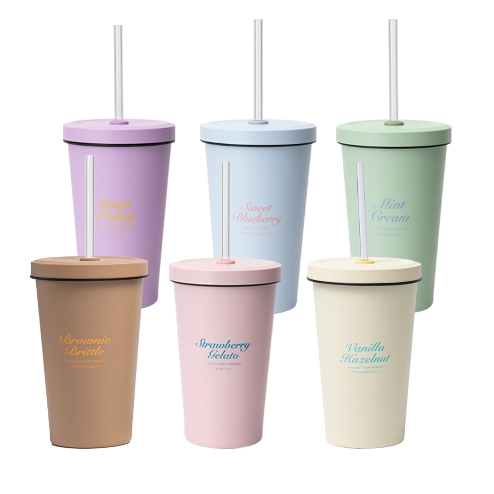 【Oolab 良杯製所】冰淇淋系列陶瓷易潔層吸管杯550ml (六色) 附24cm吸管 保溫 保冷 水杯 水壺 手搖 | 蝦皮購物