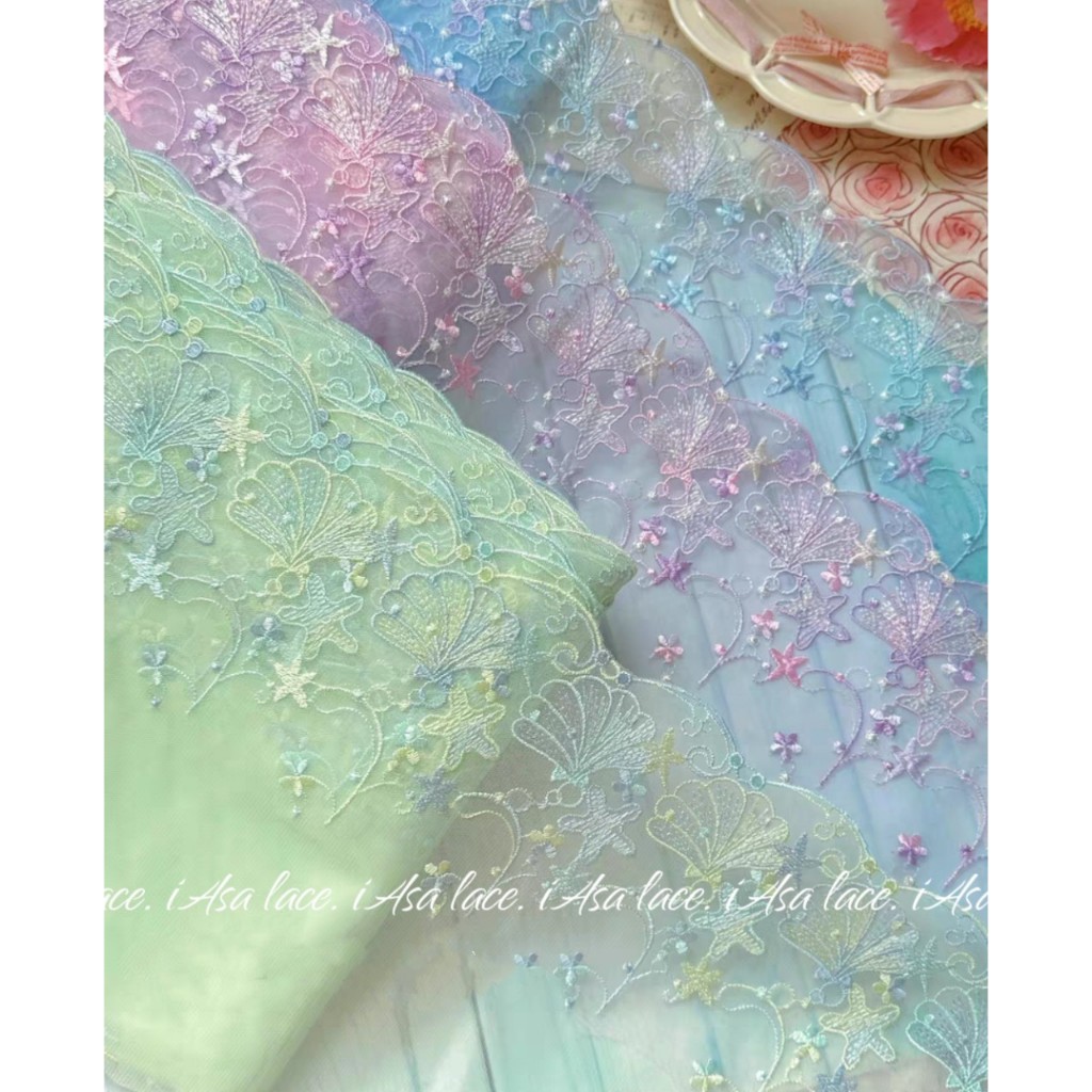 《iAsa愛莎の》手作材料 日單彩繡馬卡龍貝殼星星網紗刺繡花邊diy洛麗塔娃衣服裝家居布藝輔料 | 蝦皮購物