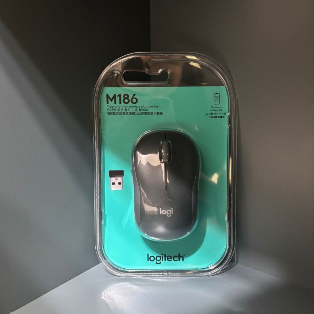 全新 ️羅技 Logitech M186 灰 無線滑鼠 滑鼠 | 蝦皮購物