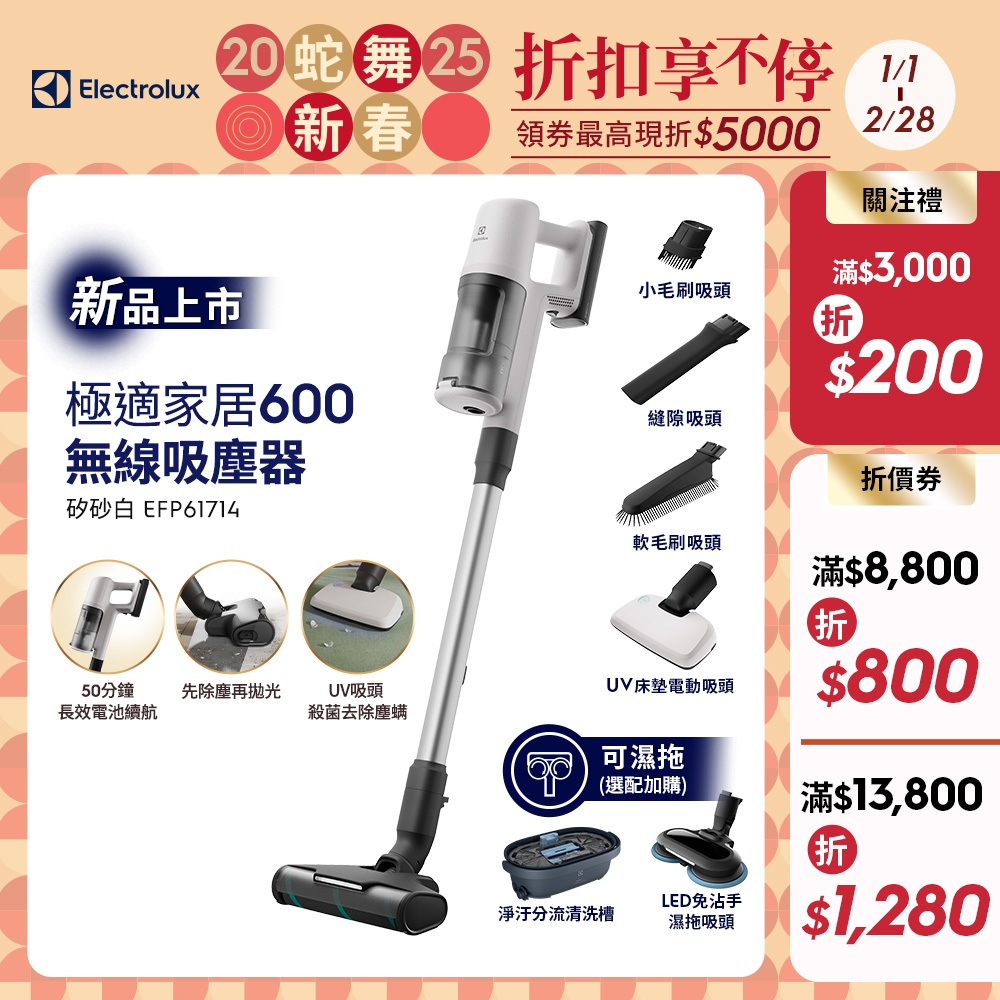 Electrolux 伊萊克斯 極適家居600無線吸塵器 矽砂白 (EFP61714) | 蝦皮購物