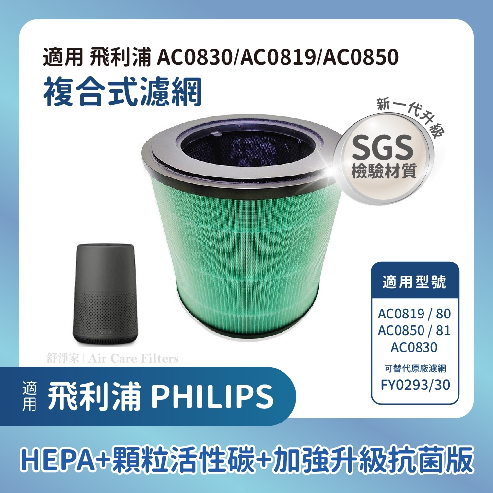 抗菌材質適用Philips飛利浦 AC0819/80 AC0850 HEPA蜂顆活性碳濾芯濾網 FY0194 | 蝦皮購物
