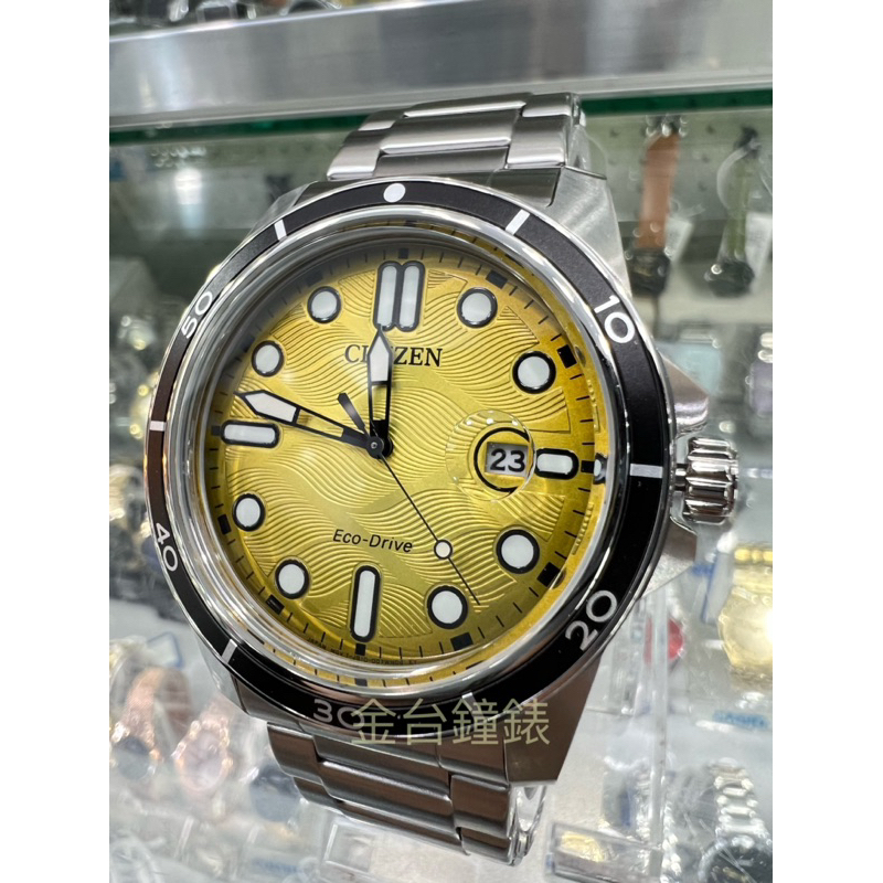 【金台鐘錶】CITIZEN 星辰 AW1816-89X (黃面)(水鬼)不銹鋼潛水錶41.5mm 光動能 100米防水 | 蝦皮購物