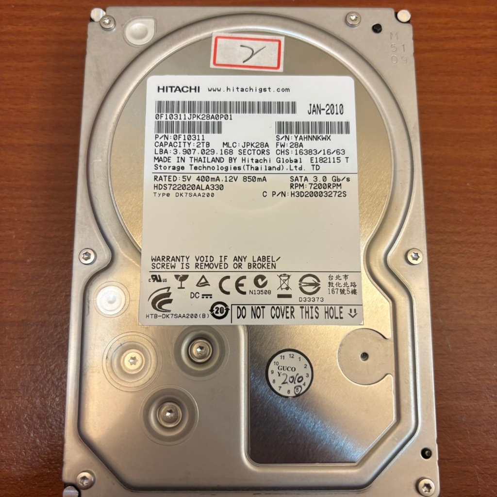 【HITACHI日立】2T硬碟【20次/54930時】(序KWX) | 蝦皮購物