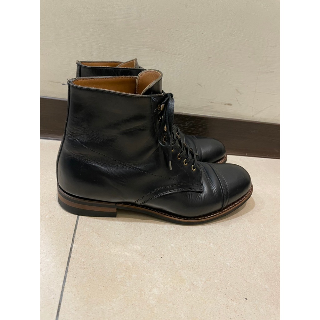 美國品牌 ralph Lauren RRL Double R L 黑色皮革工作靴 美式復古 | 蝦皮購物