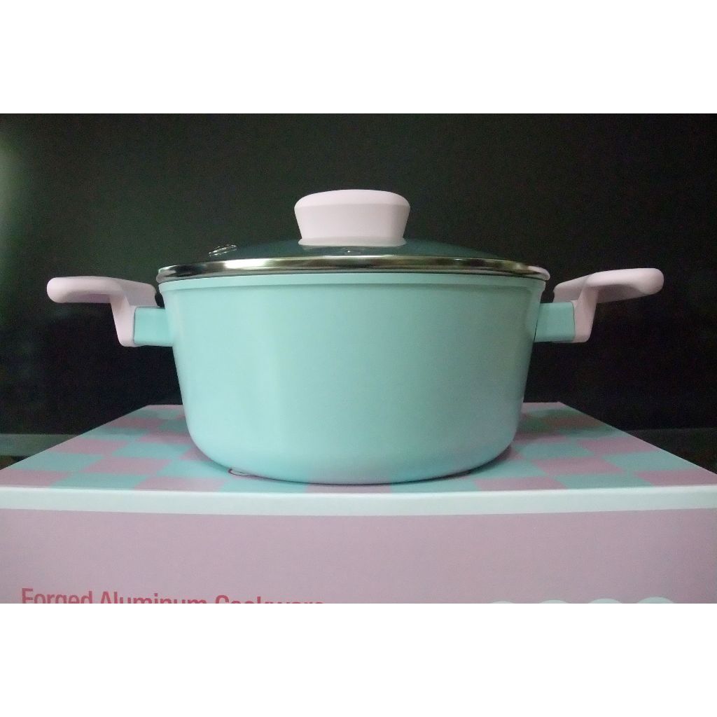 NEOFLAM bubble Gum系列 20cm雙耳湯鍋+玻璃蓋、blossom系列 陶瓷塗層煎蛋鍋16cm(白色) | 蝦皮購物