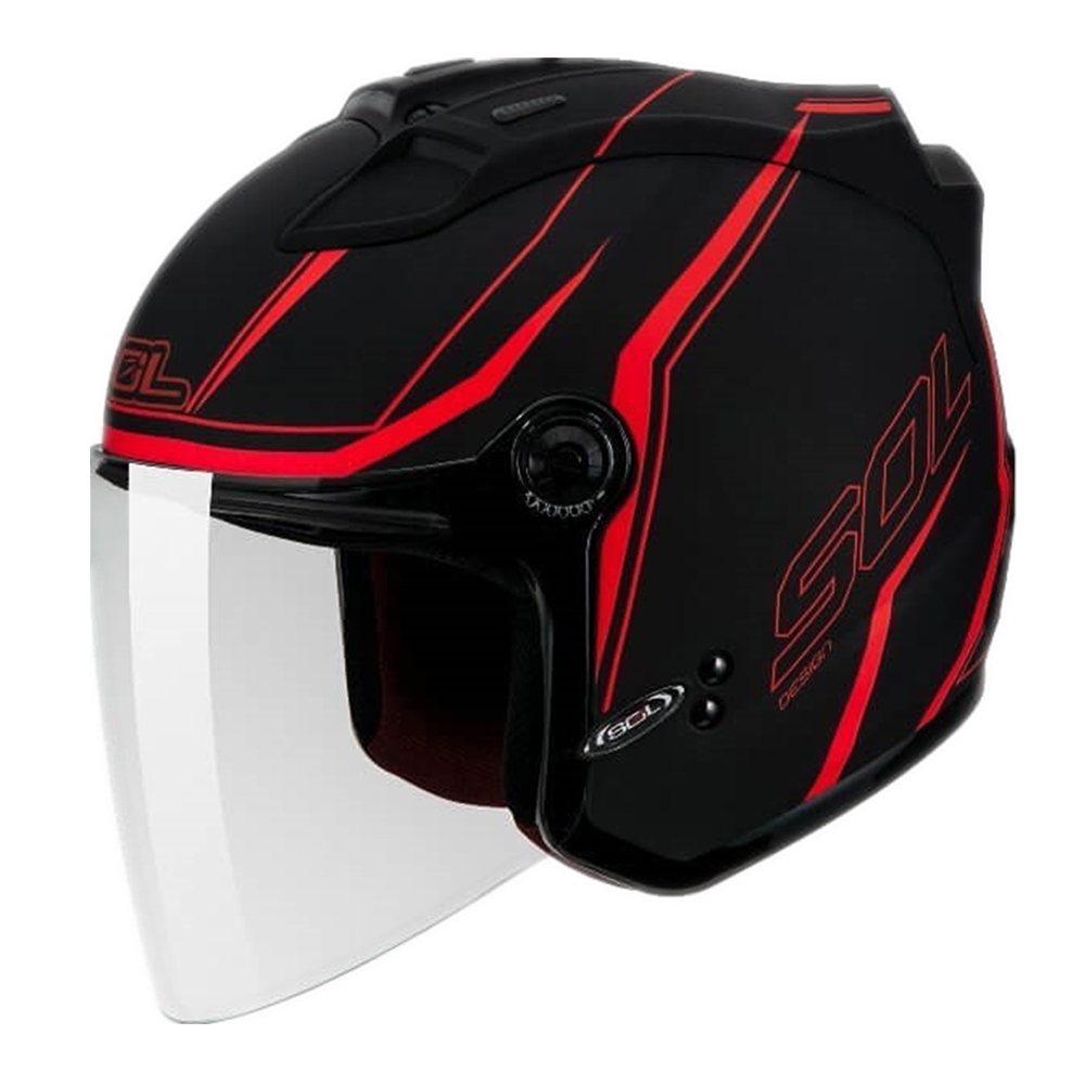 SOL 】27S 天際 消光黑/紅 安全帽｜鏡片｜3/4罩｜雙D扣｜可拆內襯｜通風｜排氣｜後方LED專利警示燈 | 蝦皮購物