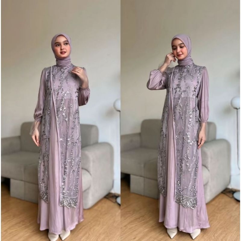 kinar dress silk kombinasi tile | 蝦皮購物