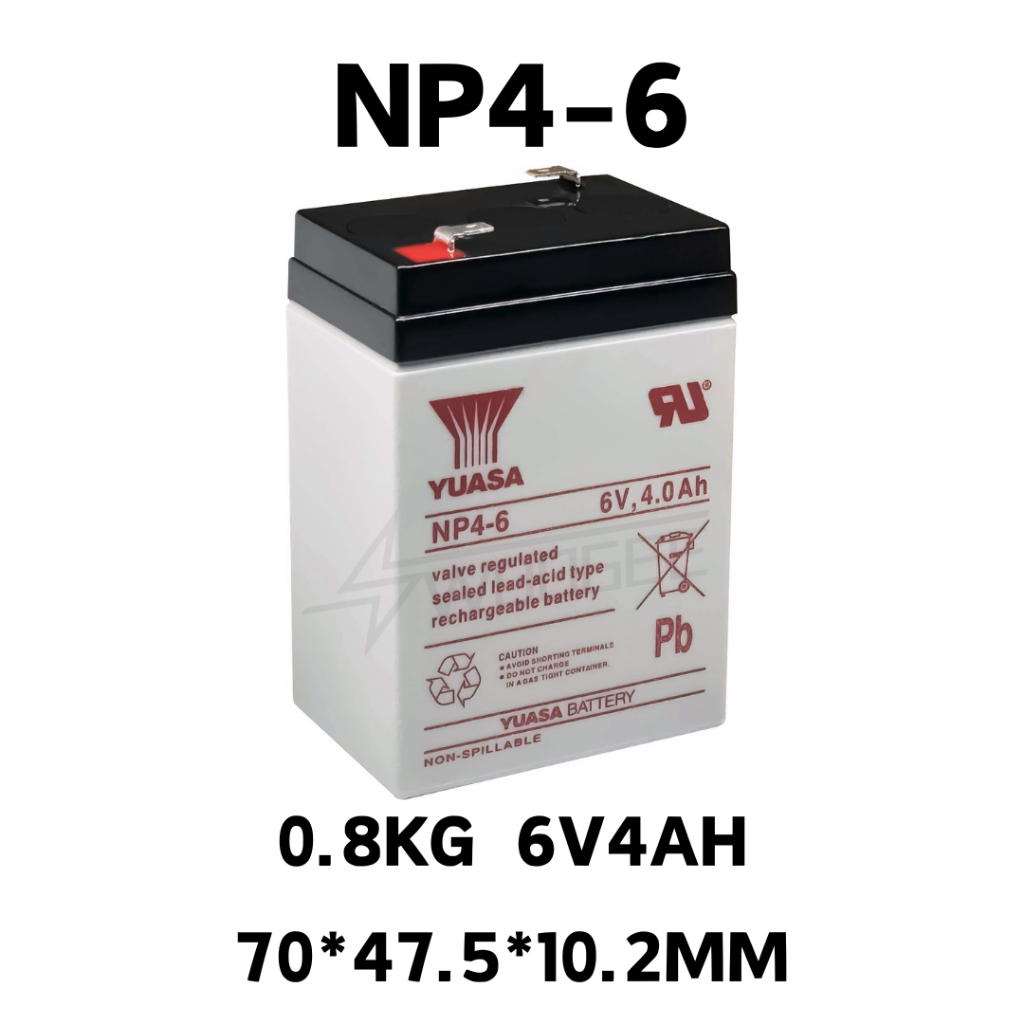 YUASA湯淺電池 NP4-6 NP系列 原廠全新品 產業電池 玩具車 電子秤 照明燈 現貨 附發票 | 蝦皮購物