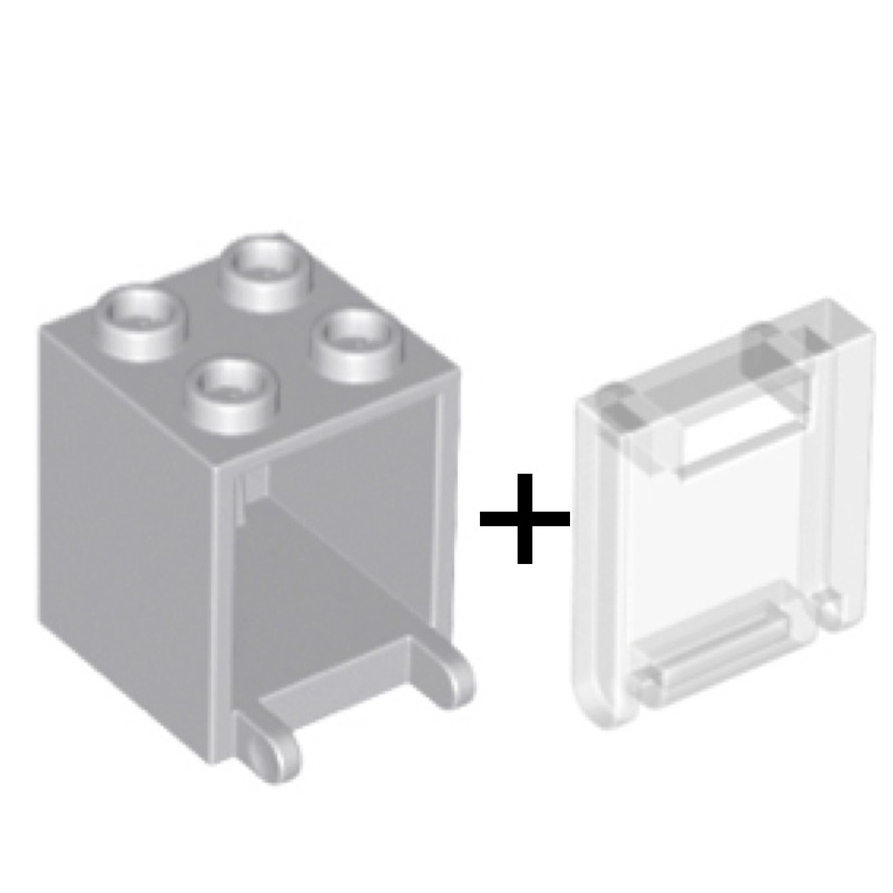 LEGO 樂高 2x2x2 Box 4211491+4219773 淺灰色櫃子+透明門片 信箱 4345 | 蝦皮購物