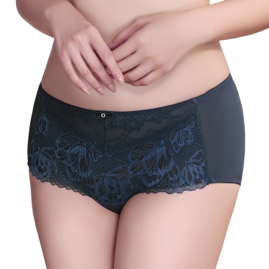SWEAR 思薇爾 撩波 香雪蘭系列 M-XL 涼感 蕾絲 中低腰 平口 女內褲 (幽影藍) | 蝦皮購物