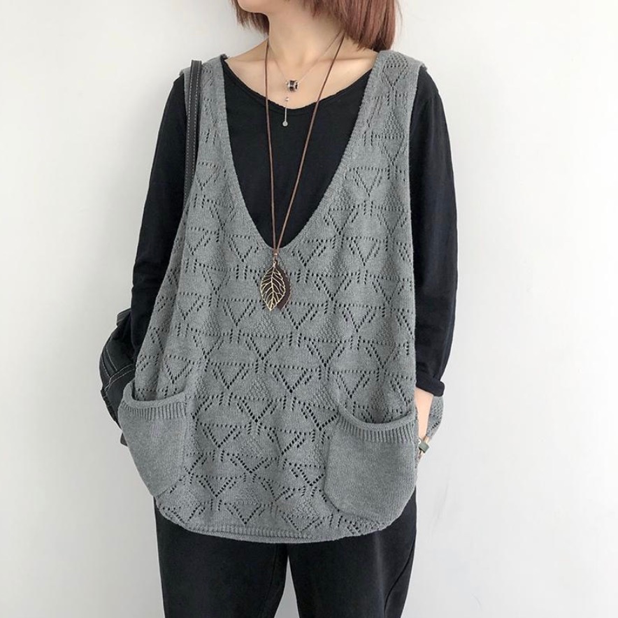 Y2 style ️薄款穿搭口袋針織背心u ️Y2style歐美設計款寬鬆韓版個性大尺碼【S141078】 | 蝦皮購物
