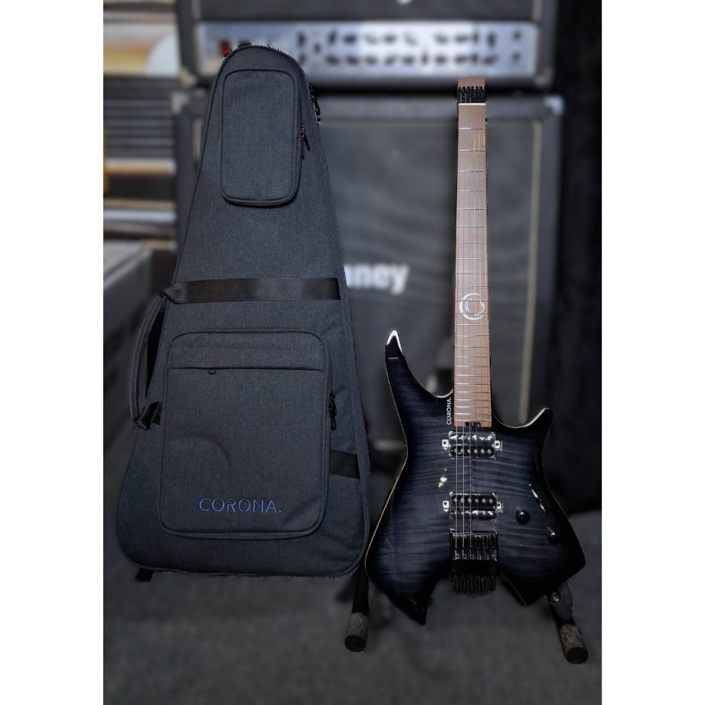 【高雄名人樂器明誠店】全新Corona Gravity NT 無頭琴 烤楓木琴頸 黑色虎紋電吉他 | 蝦皮購物