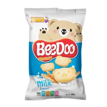(零食小舖)馬來西亞 BIKA BeeDoo小熊餅乾 牛奶/巧克力 80g | 蝦皮購物