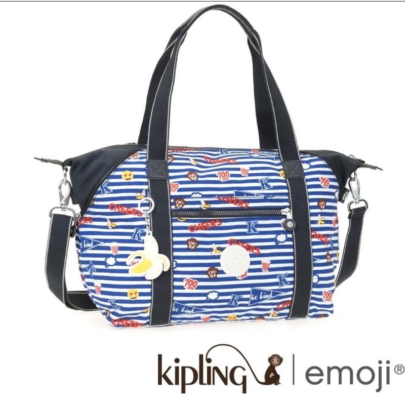 Kipling公司貨 附發票Emoji系列/K7047 86D香蕉吊飾+海軍風條紋 兩用大托特包-ART | 蝦皮購物