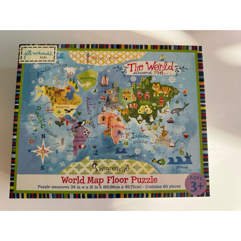 gibby & libby 世界地圖地板拼圖 the world map floor puzzle 60pcs 二手 | 蝦皮購物