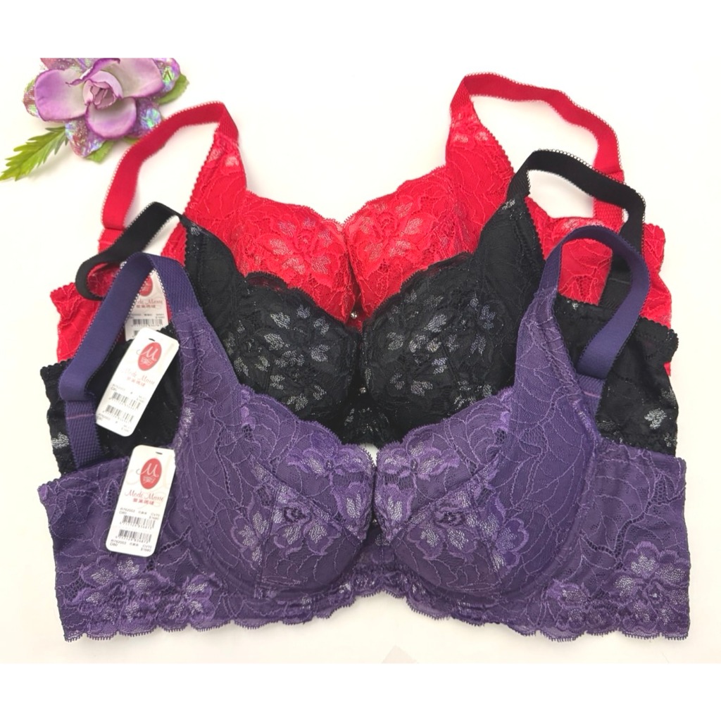 【曼黛瑪璉】雙弧設計 包覆提托經典內衣【R762003】~80C,80D,80E~花顏紫,黑,豔陽紅 | 蝦皮購物