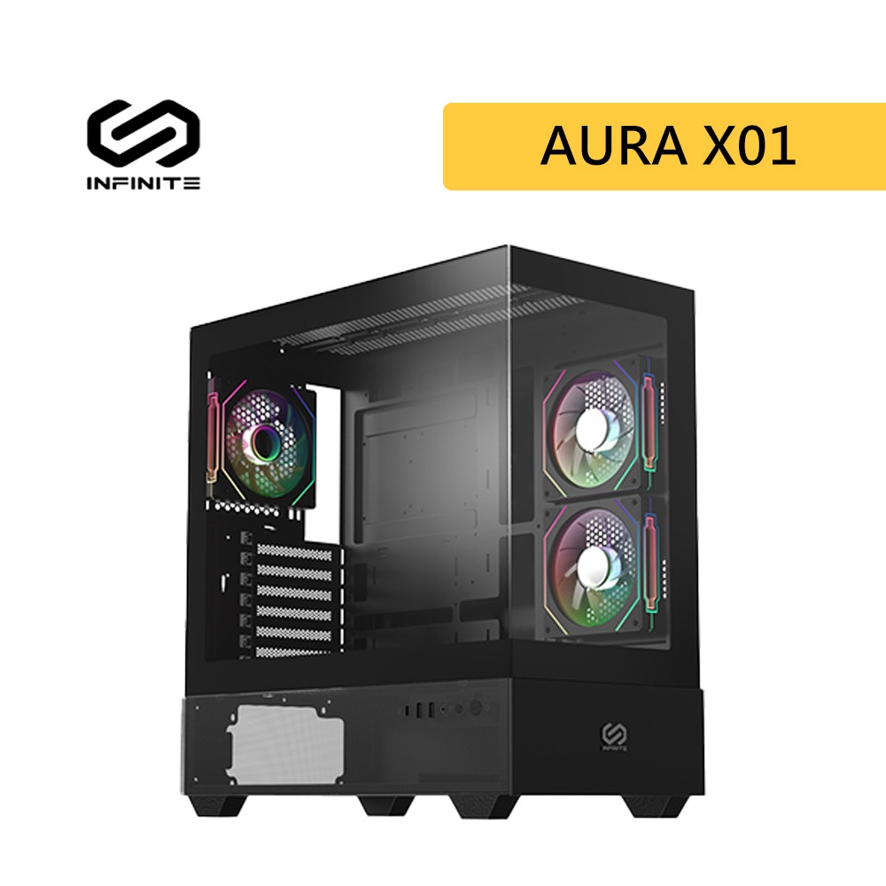 Mavoly 松聖 INFINITE AURA X01 BLACK E-ATX電腦機殼 黑色 | 蝦皮購物