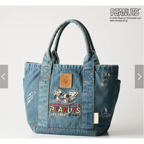 日本連線代購 史努比 SNOOPY PEANUTS 75週年紀念 Rootote 聯名 牛仔刺繡 手提包 | 蝦皮購物