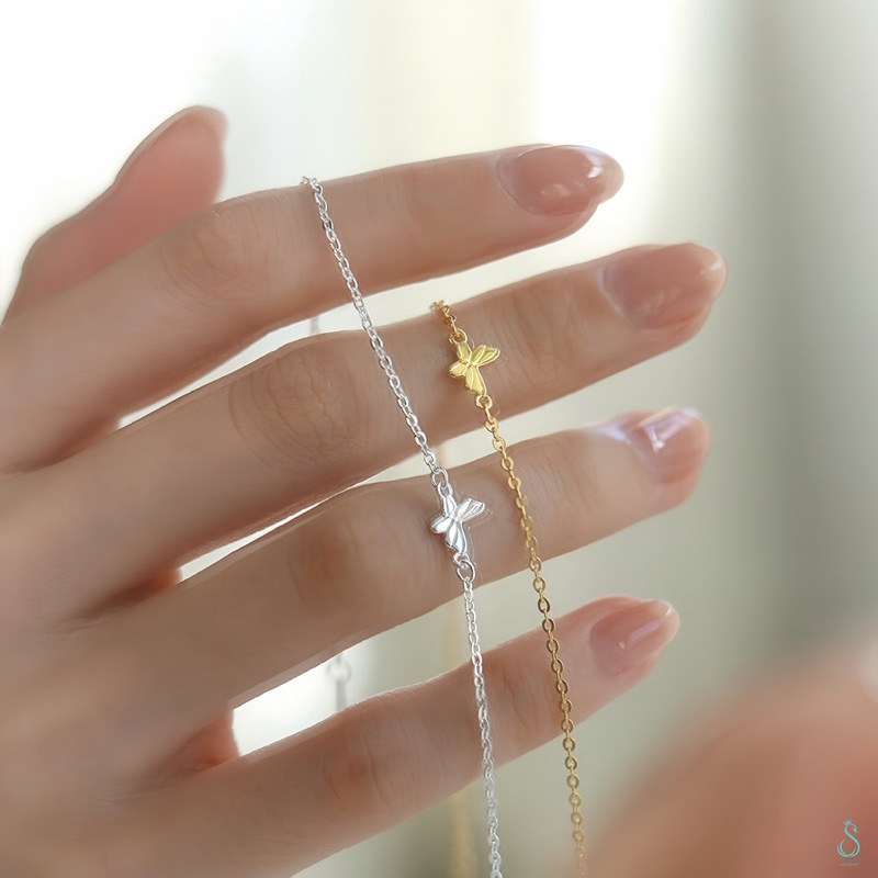 SUMMER 銀飾💫[S999足銀]蝶語飛飛 蝴蝶手鏈 純銀手鍊 純銀飾品 | 蝦皮購物