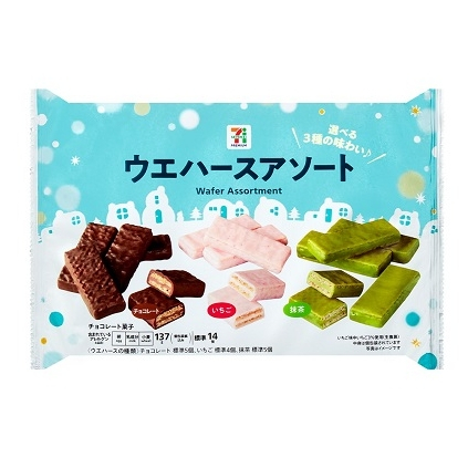 日本7-11限定零食 綜合三種口味濃巧克力威化餅乾/巧克力夾心酥137g 14片 (巧克力、抹茶、草莓)現貨 | 蝦皮購物