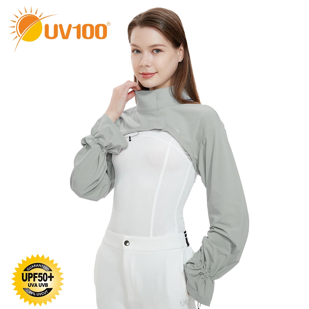 【UV100】防曬 抗UV-Apex涼感立領超短版寬袖外套-女(AE23059) | 蝦皮購物