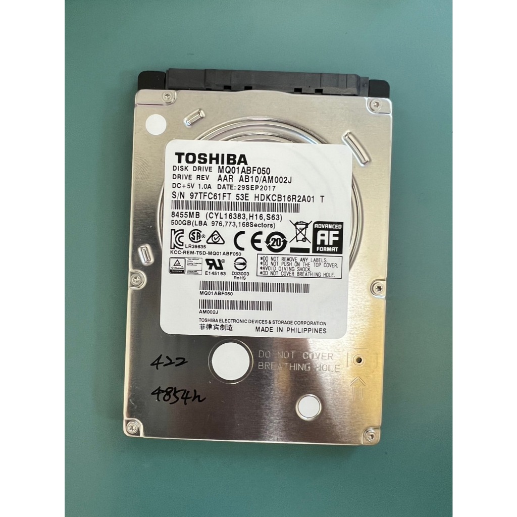 【TOSHIBA】MQ01ABF050 2.5吋硬碟 500GB(次級品) | 蝦皮購物