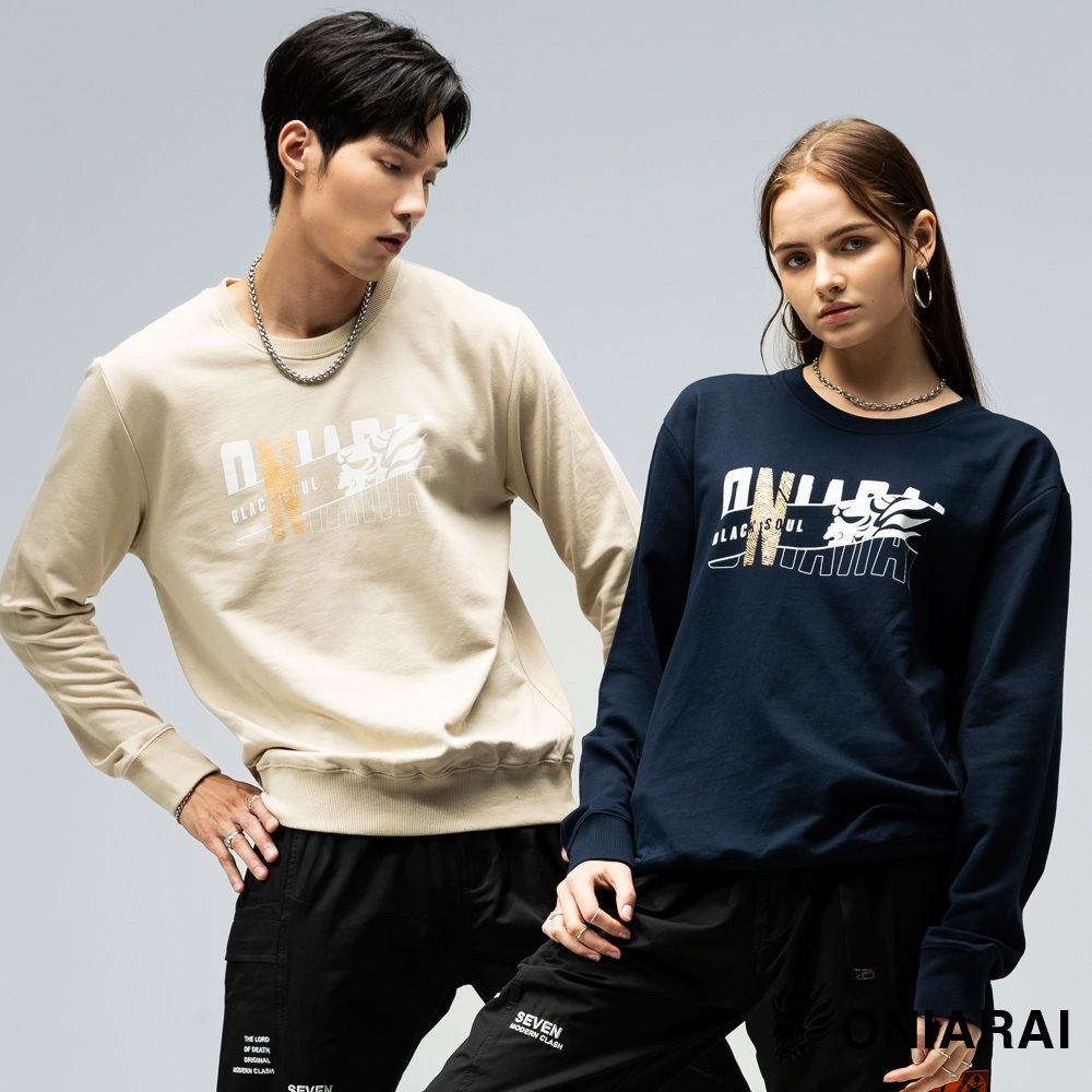 BLUE WAY 鬼洗 ONIARAI - 男女適穿 側鬼LOGO大學TEE(淺卡其) | 蝦皮購物