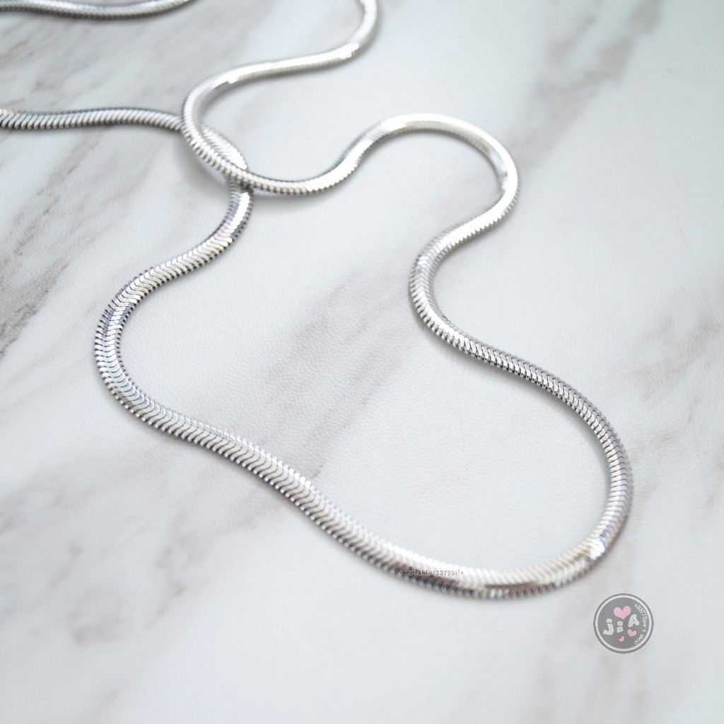純銀單鍊 項鍊 寬版 3.4/4mm 扁蛇鍊 18/20吋 純銀項鍊S925 | 蝦皮購物
