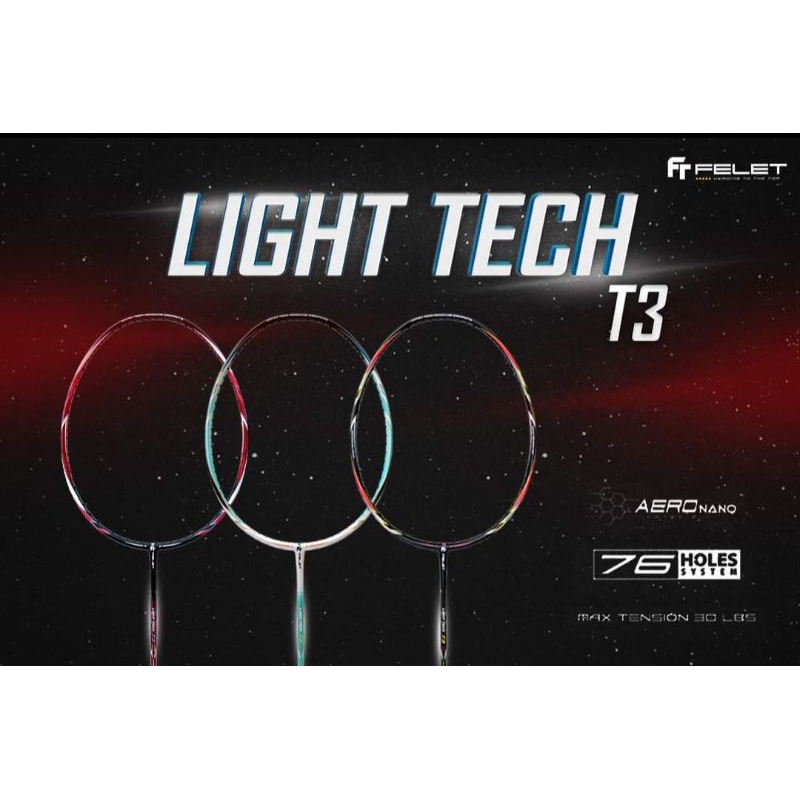輝厲FELET LIGHT TECH T3輕量化科技 5u 攻擊拍 羽球拍 小平頭破風 | 蝦皮購物