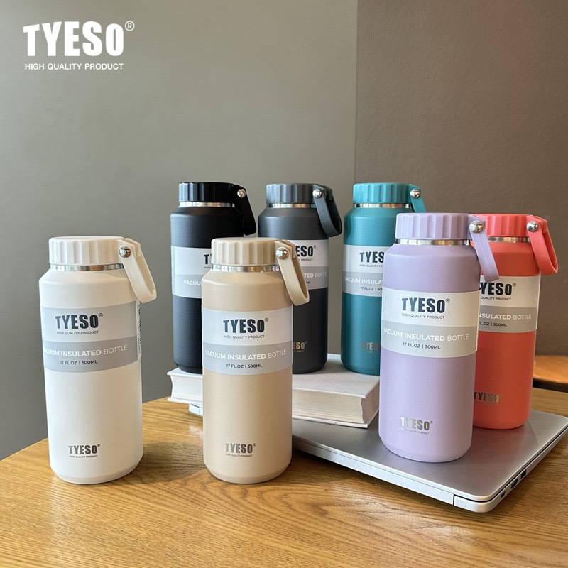 新款TYESO大容量易拉保溫杯 304不鏽鋼500ml/710ml手提随行杯 旋轉杯蓋防漏户外運動水壺 環保保溫咖啡杯 | 蝦皮購物