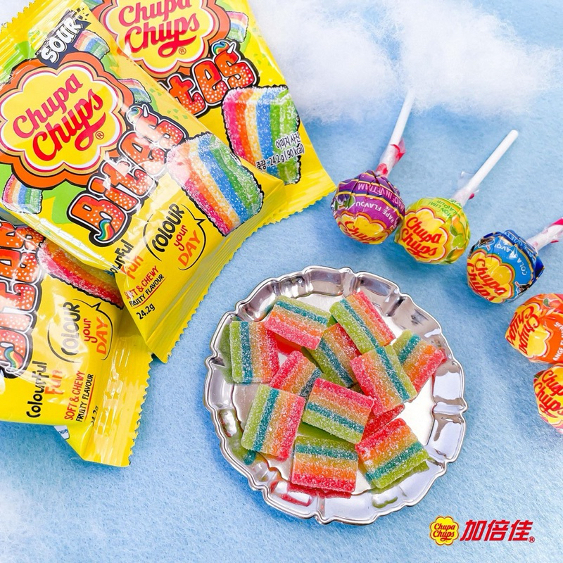 99免運 現貨 越南 進口 chupa chups 加倍佳 彩虹酸粉糖 造型酸甜軟糖 彩虹酸酸糖 毛毛蟲 軟糖 糖 | 蝦皮購物
