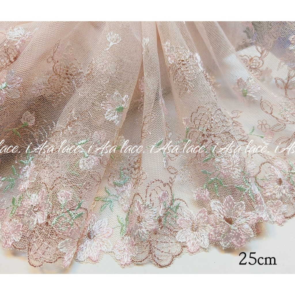 春日花澗《iAsa愛莎の》手作材料 日單彩繡奶咖粉綠葉網紗刺繡蕾絲花邊diy服裝娃衣家居蝴蝶結寵物輔料 | 蝦皮購物