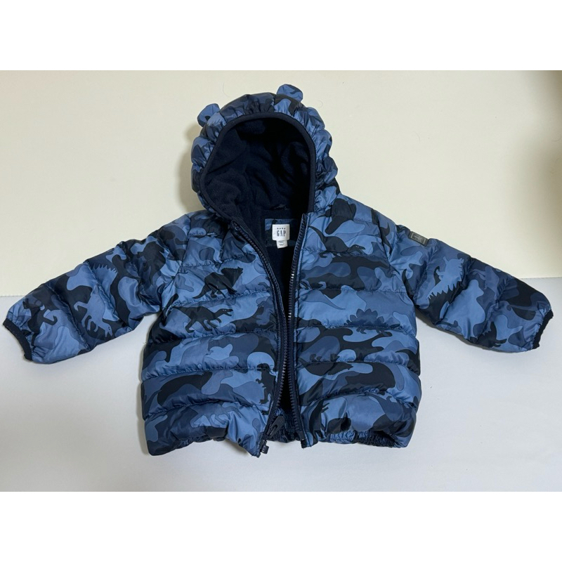 GAP 防雨印花3D熊耳連帽羽絨外套-藍色迷彩（尺寸80cm) 12-18M | 蝦皮購物
