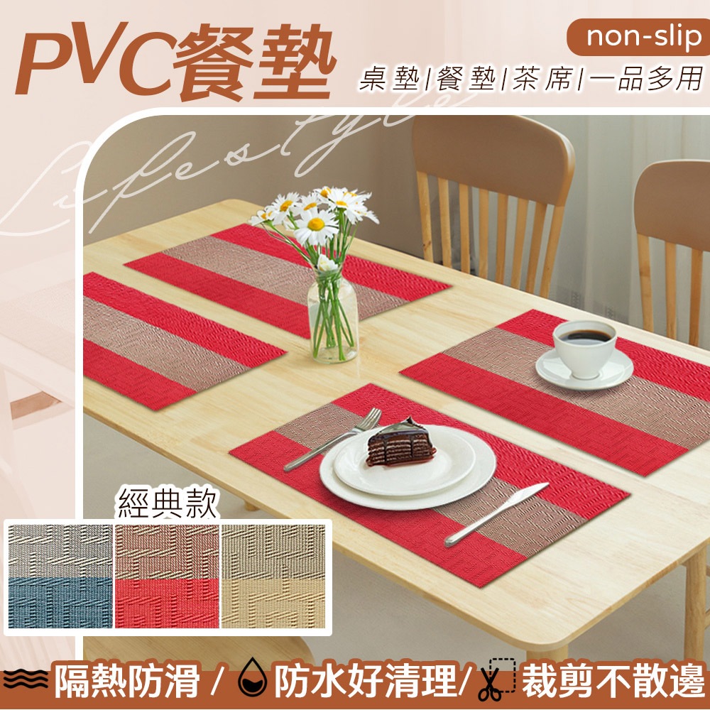 ECHAIN TECH 餐墊 PVC餐墊 PVC隔熱墊 簡約棉麻 防水墊 防燙墊 隔餐墊 茶台墊-經典款 | 蝦皮購物