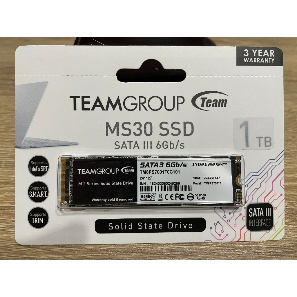 Team 十銓【福利品】 MS30 M.2-2280 SATAIII 1TB 固態硬碟 SSD (全新未拆) | 蝦皮購物