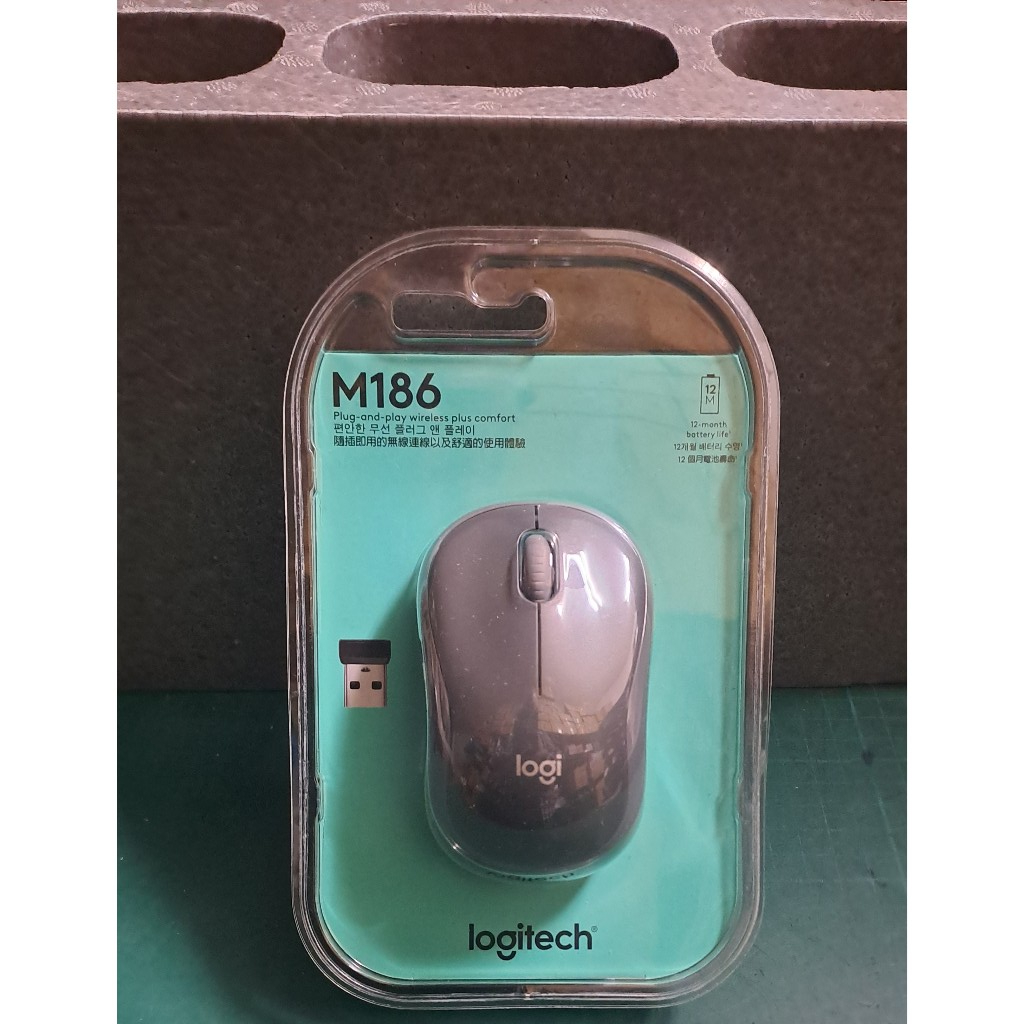【Logitech 羅技】M186 無線滑鼠 灰色 | 蝦皮購物