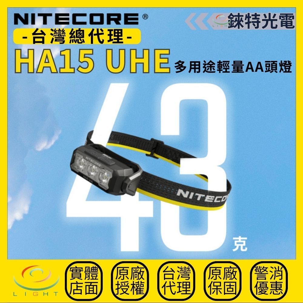 【錸特光電】NITECORE HA15 UHE 多用途輕量AA頭燈 400流明 80米 紅白光 帽夾燈 肩燈 雙電源 | 蝦皮購物