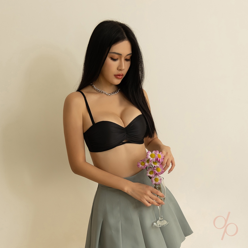 【DEPIC】集中穩固交叉緞面抓皺兩穿內衣組 (黑色)｜dp select | 蝦皮購物