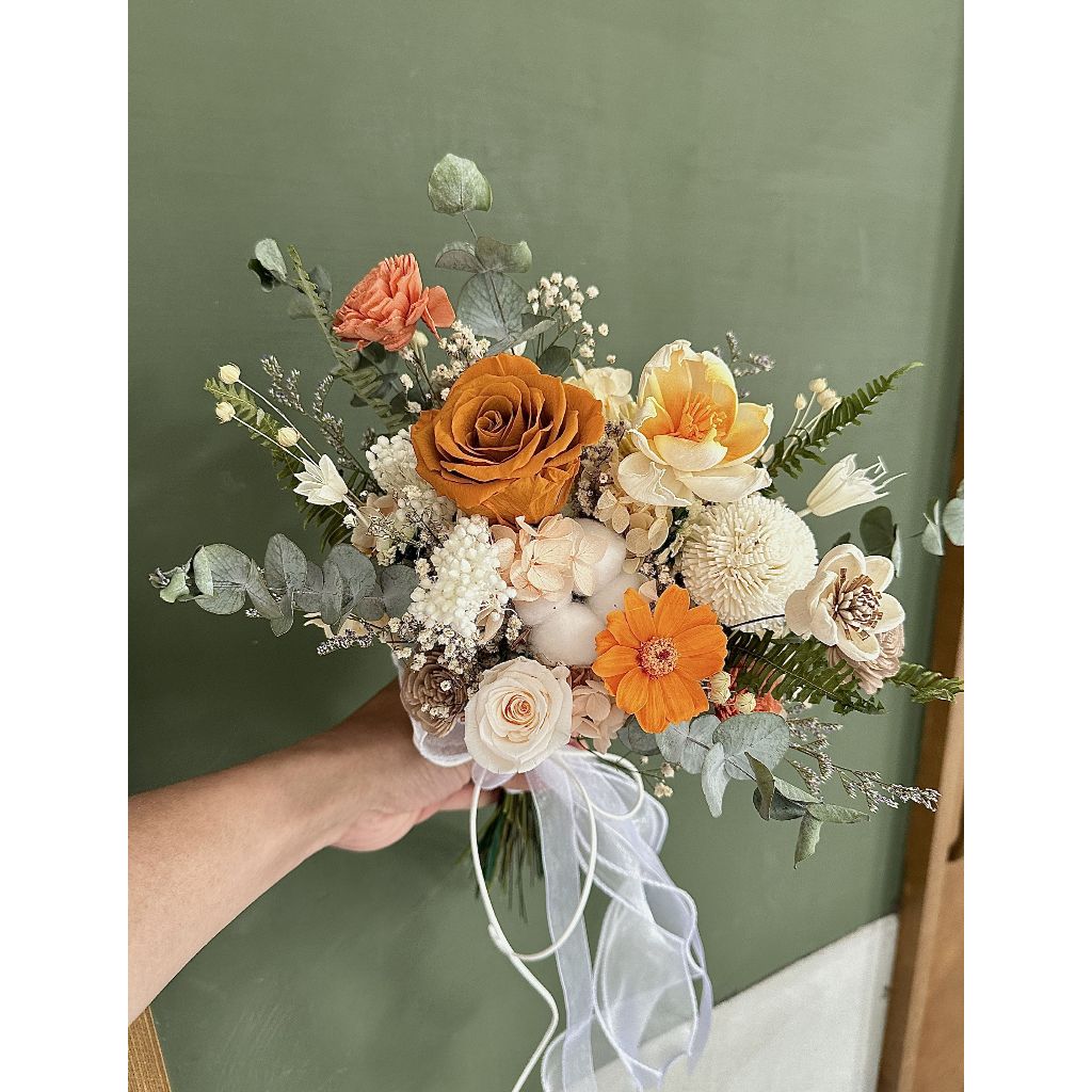 急單可 Woke_Today Flower 沃土花藝 永生捧花 乾燥花 捧花 愛瑪仕橘 | 蝦皮購物