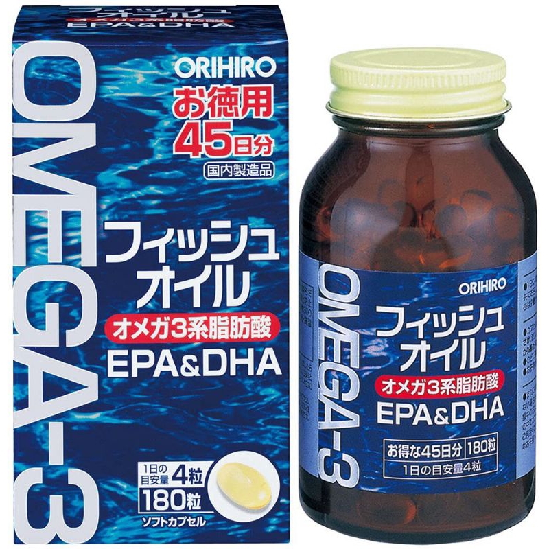 日本原裝ORIHIRO 大份量 DHA+EPA Omega-3 深海魚油膠囊 180粒 成人青少年全家福魚油 | 蝦皮購物