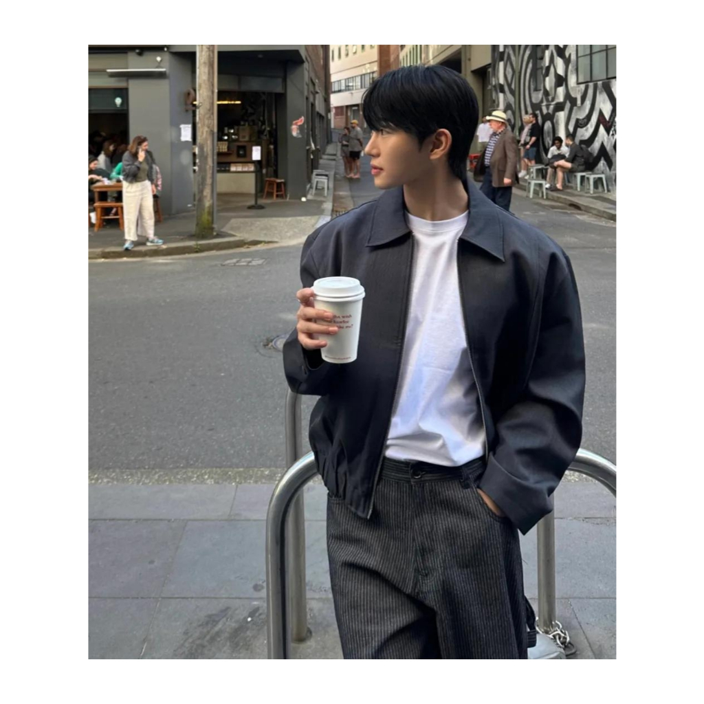 簡約 翻領 曲線剪裁 短版 布勞森外套 / 3色 | WHATEVER STUDIO🇰🇷 | 蝦皮購物