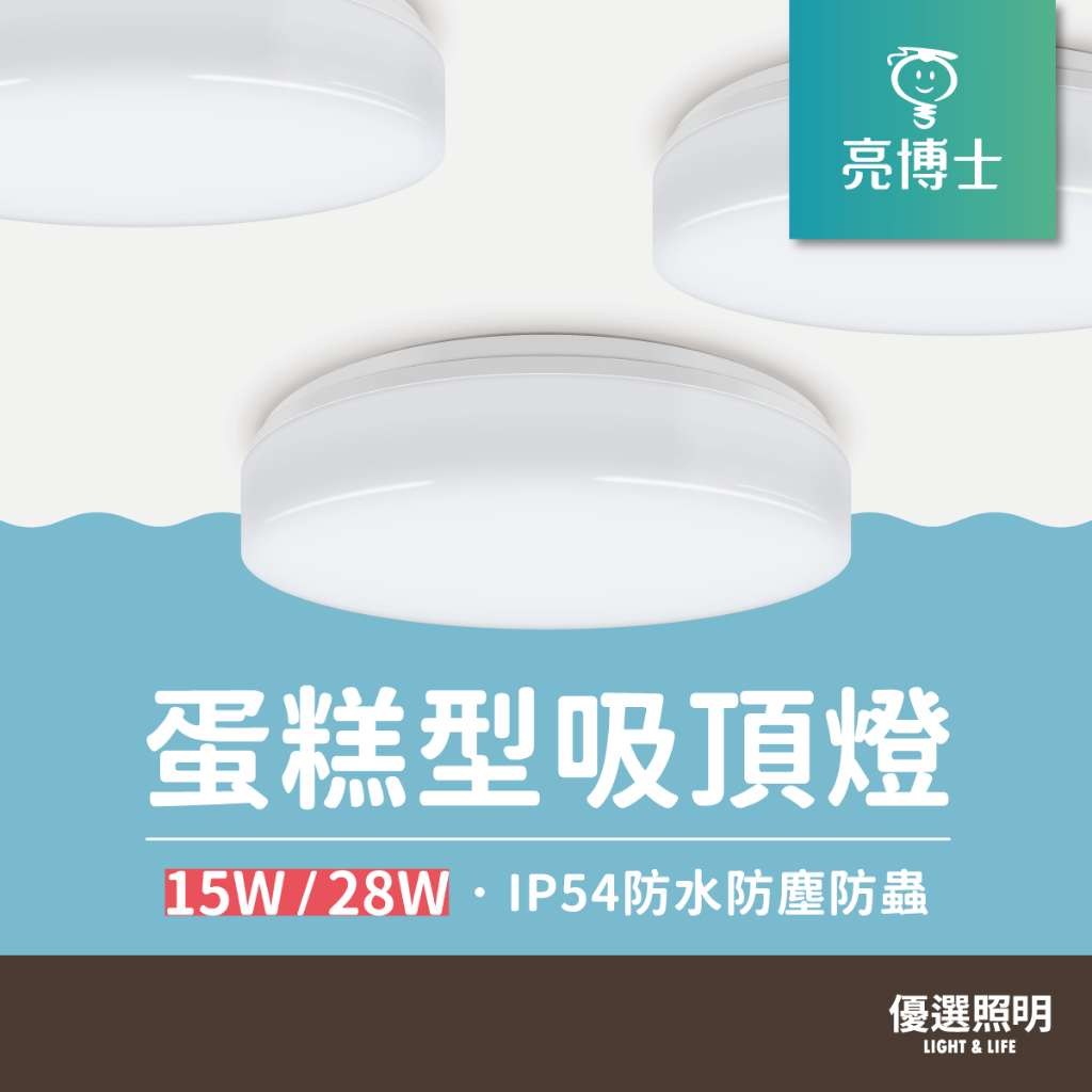 【免運+2件95折】亮博士 LED吸頂燈 蛋糕燈｜IP54防塵防水｜2年保固｜15W 28W｜樓梯燈 浴室燈 陽台燈 | 蝦皮購物