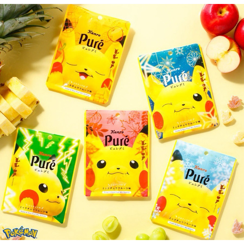 現貨 日本🇯🇵Kanro Pure 寶可夢皮卡丘水果口味軟糖52g | 蝦皮購物
