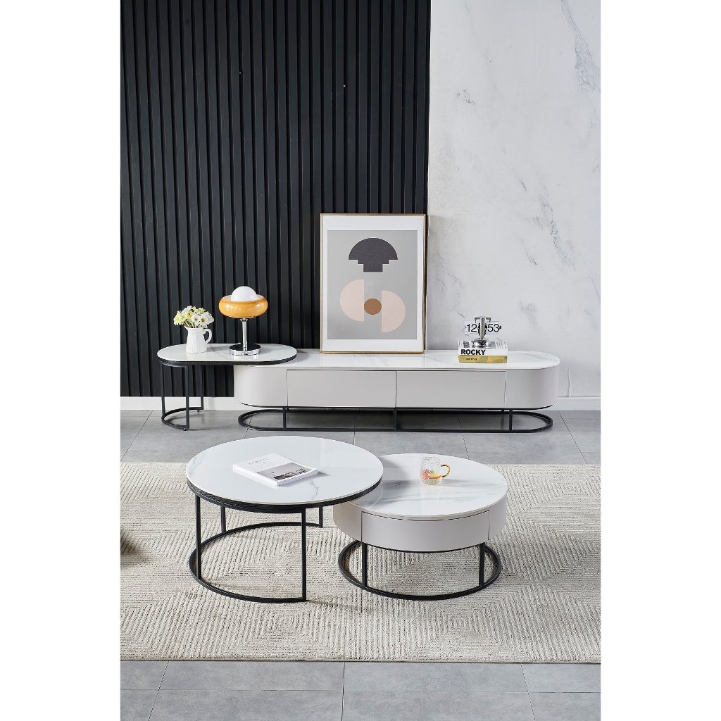 【全台傢俱】JF-25 雷納 6.5尺亮面岩板伸縮 電視櫃 傢俱工廠直營 | 蝦皮購物