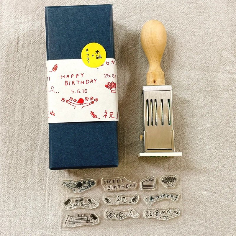 《牽筆文具社》mizushima x necktie ~ 水縞 OIWAI Girl 慶祝女孩 水晶日付印章組 | 蝦皮購物